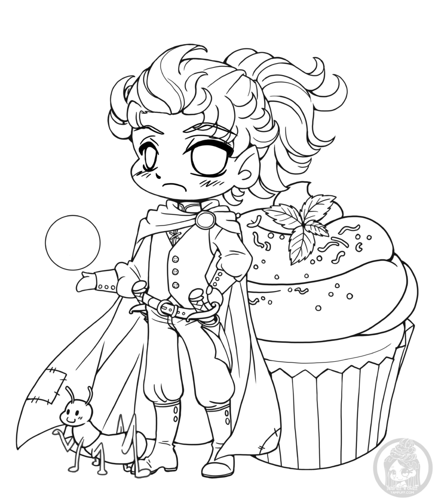 Yampuff Food Chibi Girls Coloring Pages Sketch Coloring Page